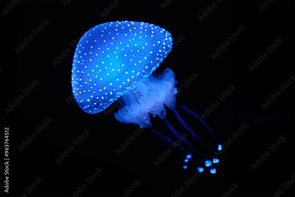 Bioluminescent Jellyfish Phyllorhiza punctata white-spotted jellyfish ...