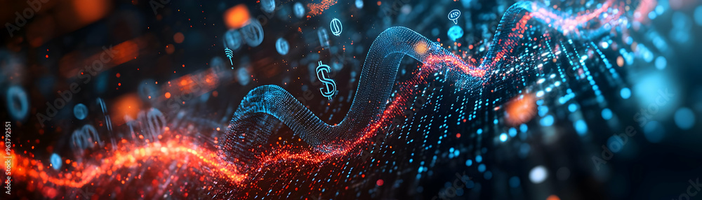 AI Data Stream and Money Symbols Frame: A Modern Border Design ...