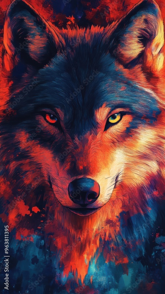 Playful, Textured pattern, a wolf featuring lively textures and vibrant ...