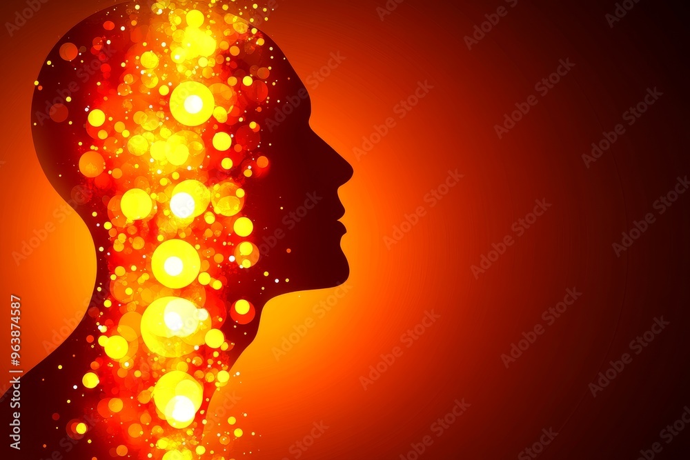 Visual cortex retinal afterimage and gamma waves silhouetted profile ...