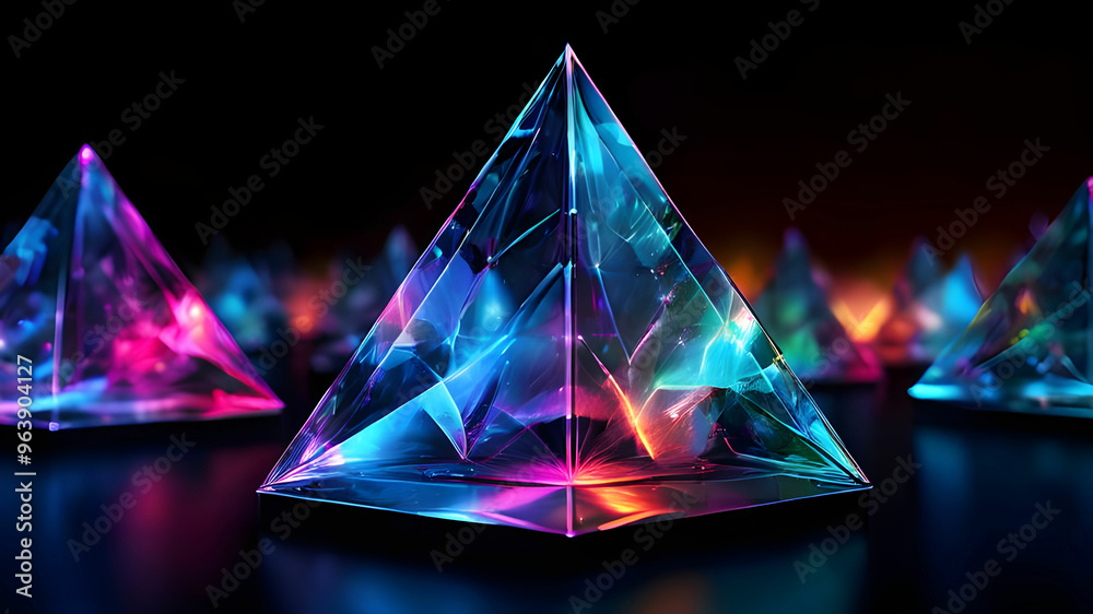 Nano particles of Innovation technology with holographic glowing low ...