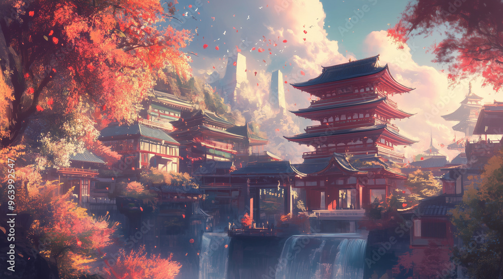 Japanese background, anime wallpaper, digital art, pc wallpaper. anime ...