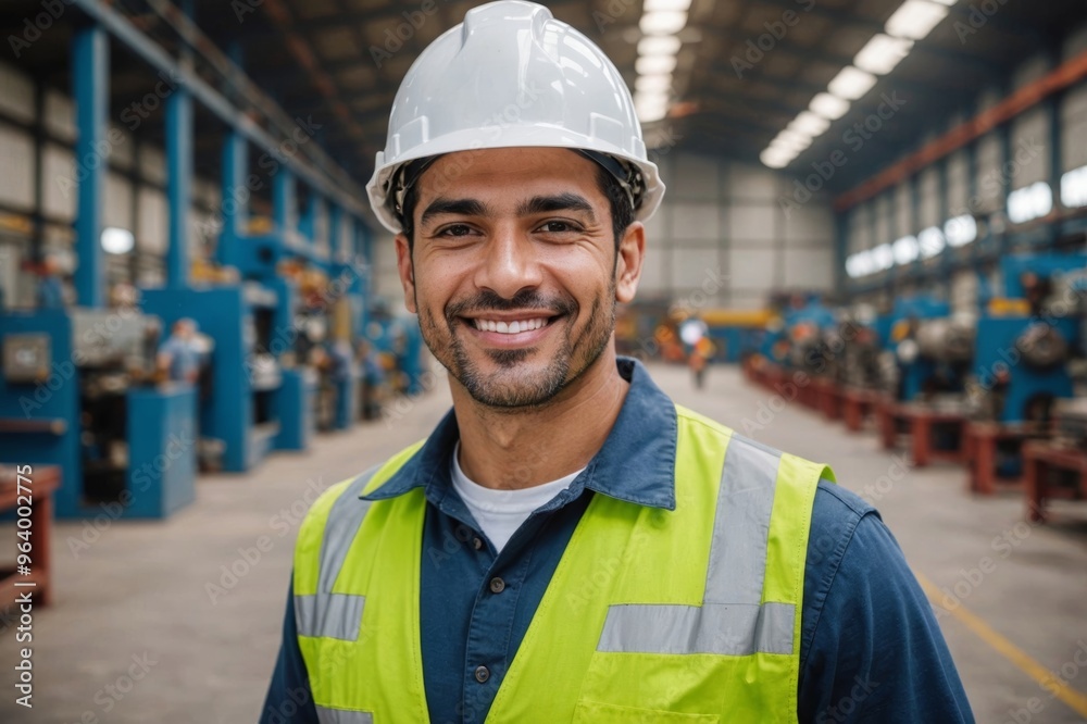 Foto Portrait smiling Professional mechanical engineering hispanic male ...