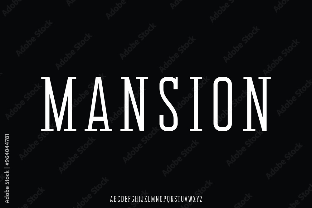Elegant luxury condensed serif alphabet display font vector. Mansion ...