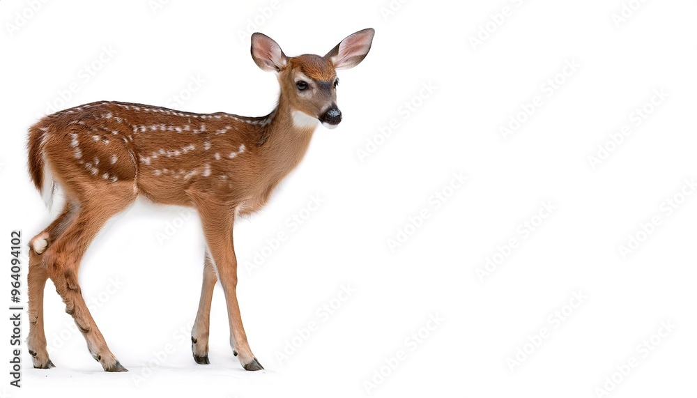 young white tailed deer - Odocoileus virginianus - with baby white spot ...