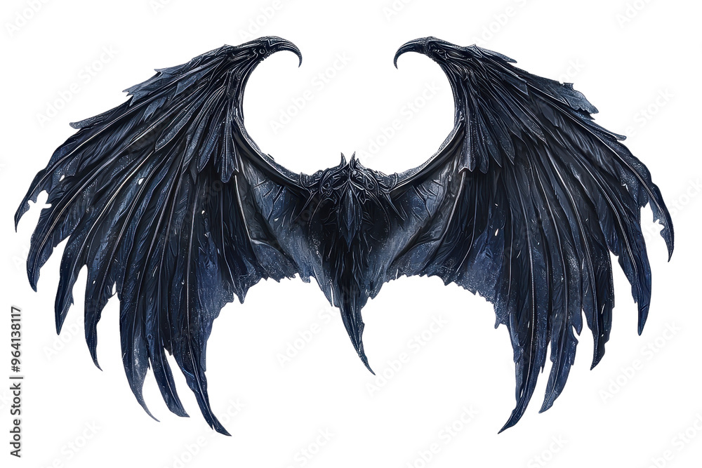 Fantasy dark angel wings with intricate details, perfect for use in ...