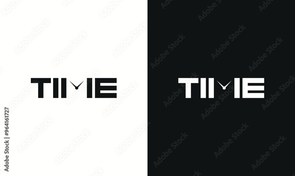 Time word mark logo design, Negative space time logo design. Stock ...