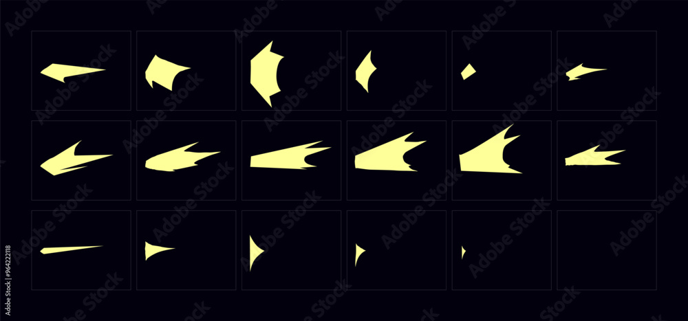 2d animate gun flash FX animation. Cartoon muzzle flash fire animation ...