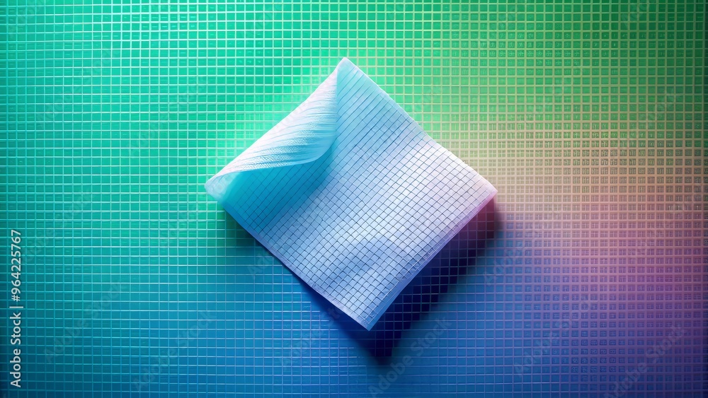 A giant sanitizing wipe on a gradient background transitioning from ...