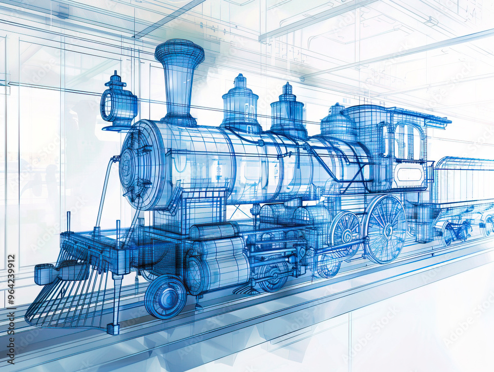 Steam locomotive 1800s visualization with augmented reality Transparent ...
