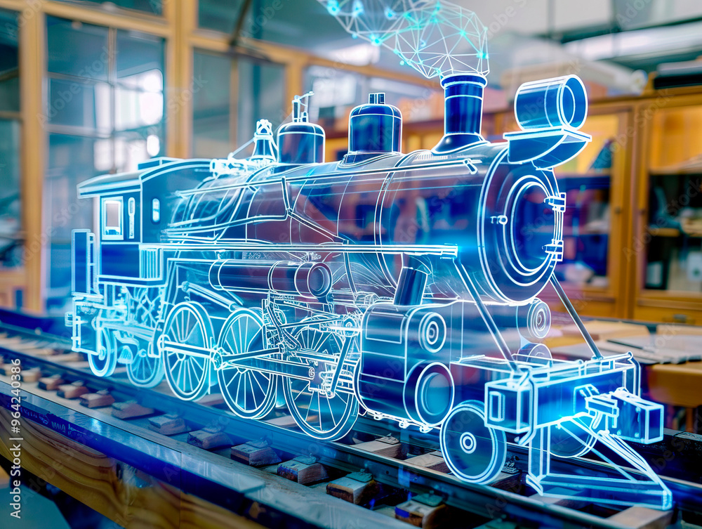 Steam locomotive 1800s visualization with augmented reality Transparent ...