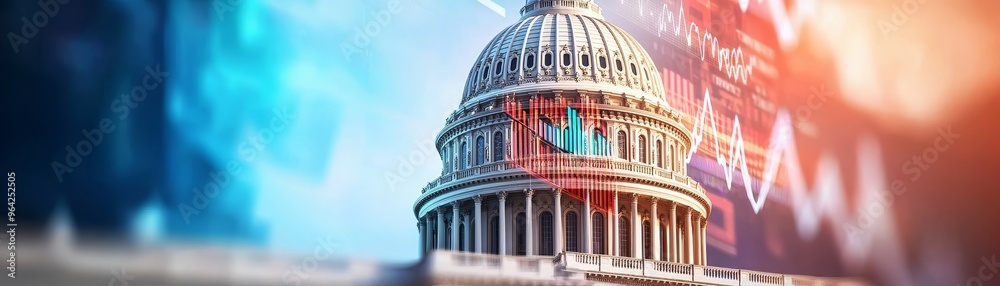 united states capitol building with overlaid financial chart and data ...