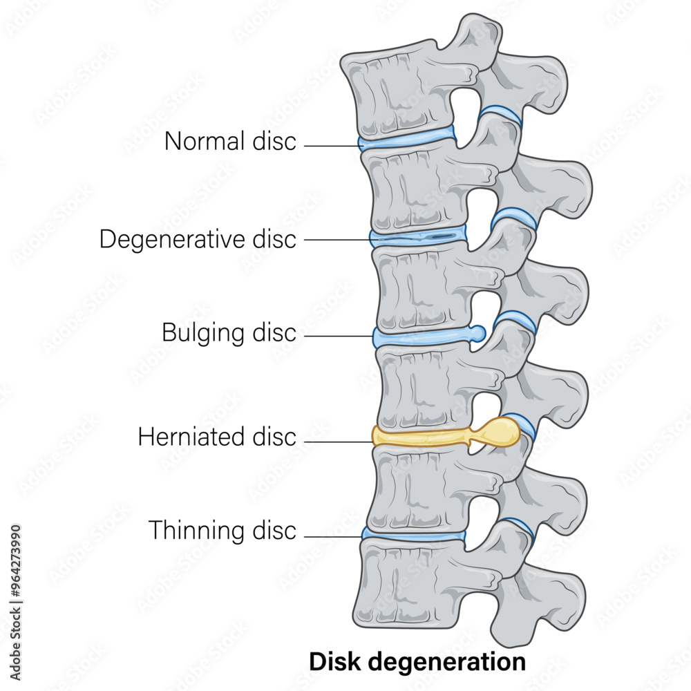 Image vectorielle Stock Detailed Anatomy of Spinal Disk Degeneration ...