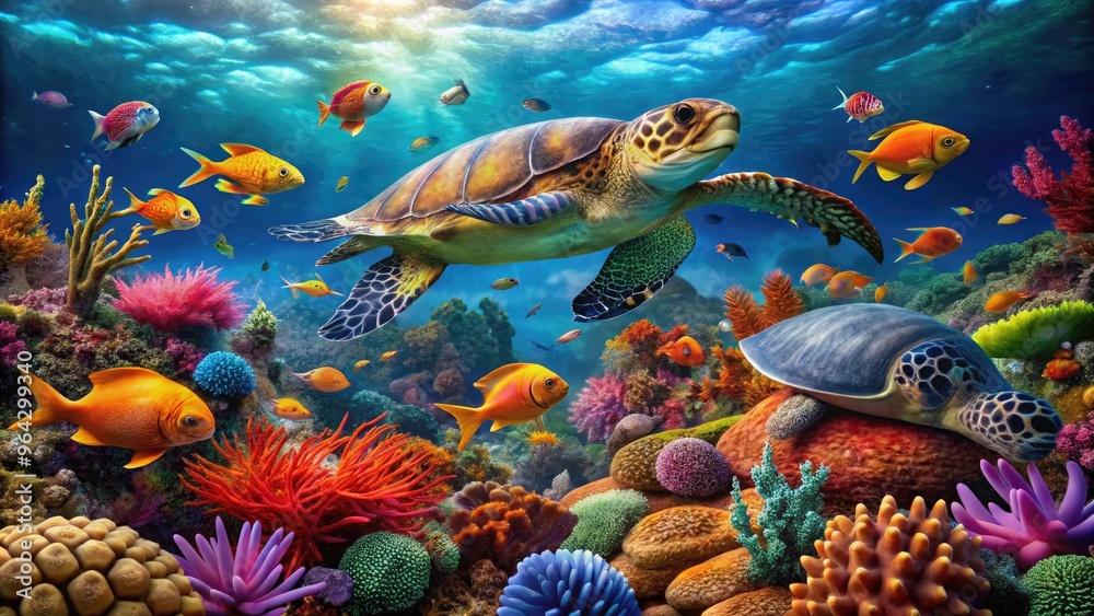 Vibrant coral reef ecosystem showcases diverse marine life ...