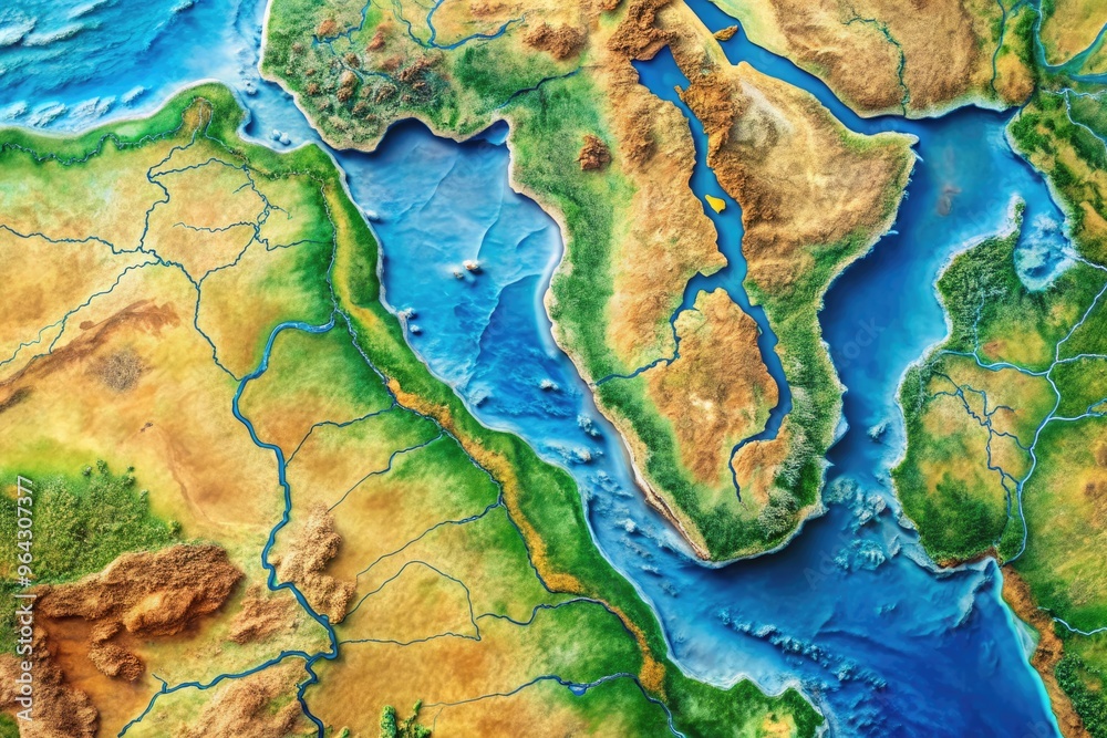 Vibrant world map showcases the majestic Nile River flowing through ...