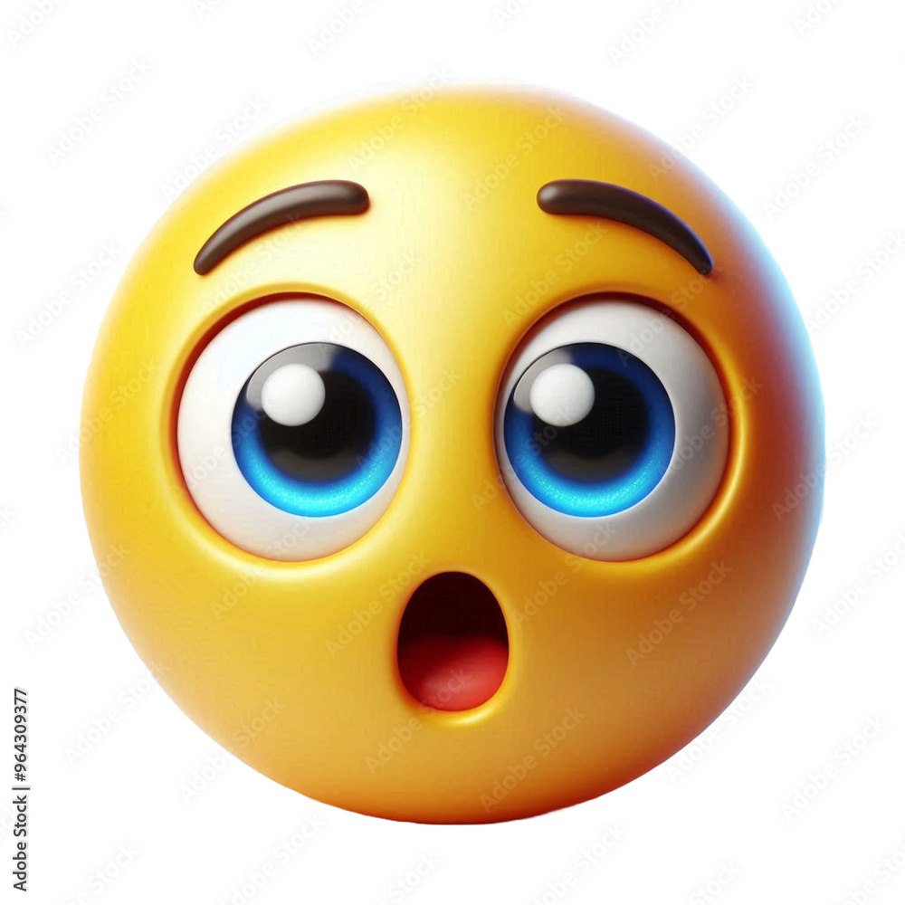 shocked emoji 3d smiley face smile isolated on transparent background ...