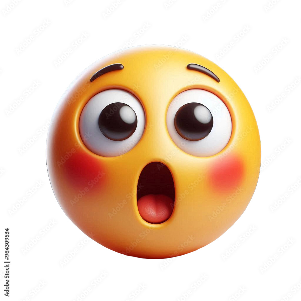 shocked emoji 3d smiley face smile isolated on transparent background ...