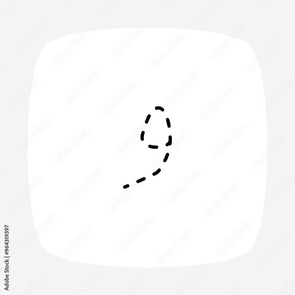 Urdu Alphabet Character Vao in Dotted Style isolated on white rounded ...