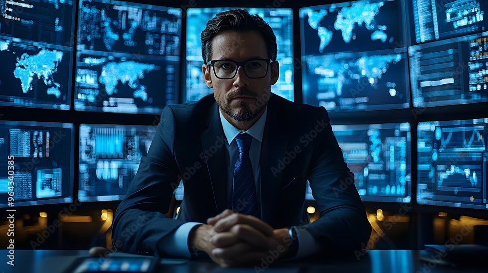 Cybersecurity specialist using high-tech tools to trace a hacker ...