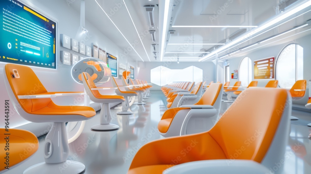 A sleek and modern virtual classroom with students attending via ...
