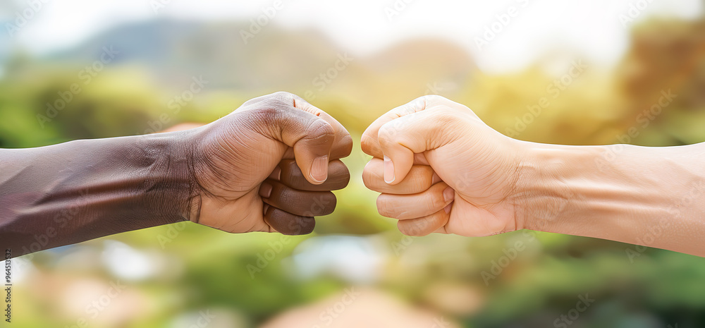 Two fists bump together, representing unity, strength, and ...