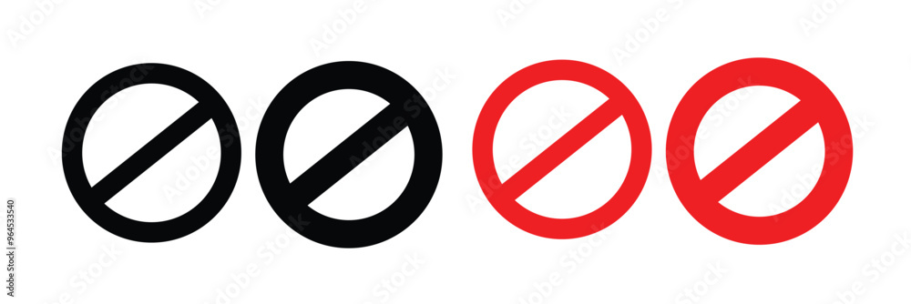 No Sign Icon set. Crossed Circle Vector Design. no parking symbol, no ...