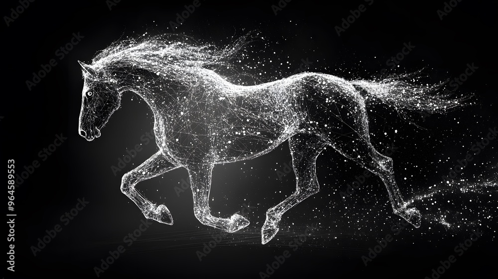Running Horse from Lines: A dynamic image of a galloping horse, its ...