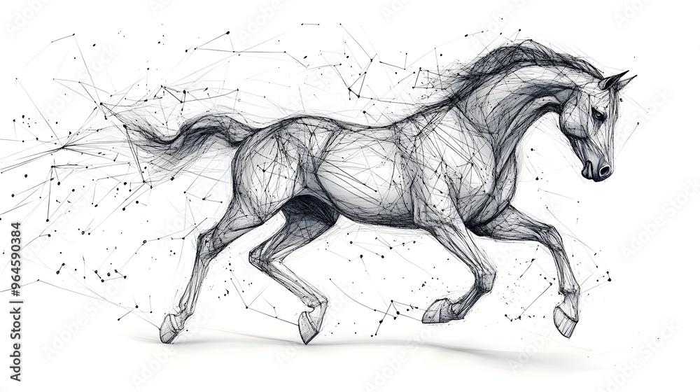 Running Horse from Lines: A dynamic image of a galloping horse, its ...