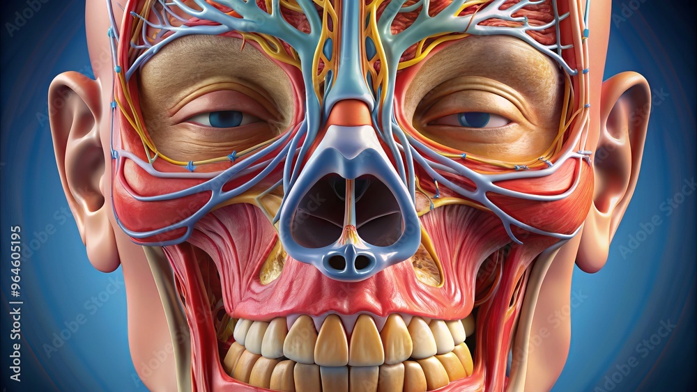 3D illustration of sinus cavity anatomy realistic detailed precise ...