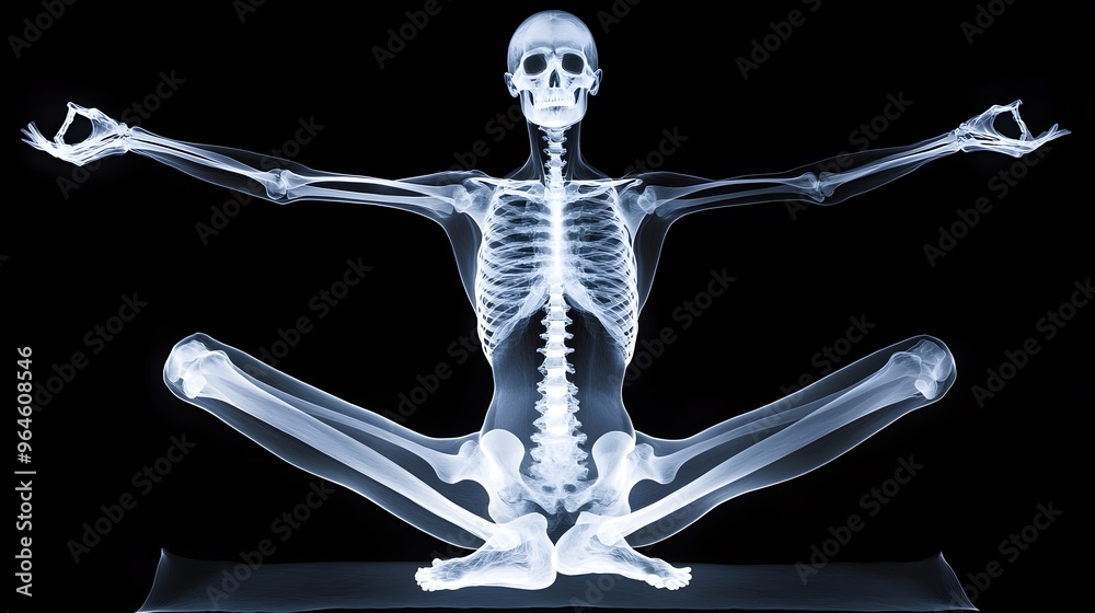X-Ray of Yoga Pose: An X-ray depiction of a person holding a yoga pose ...