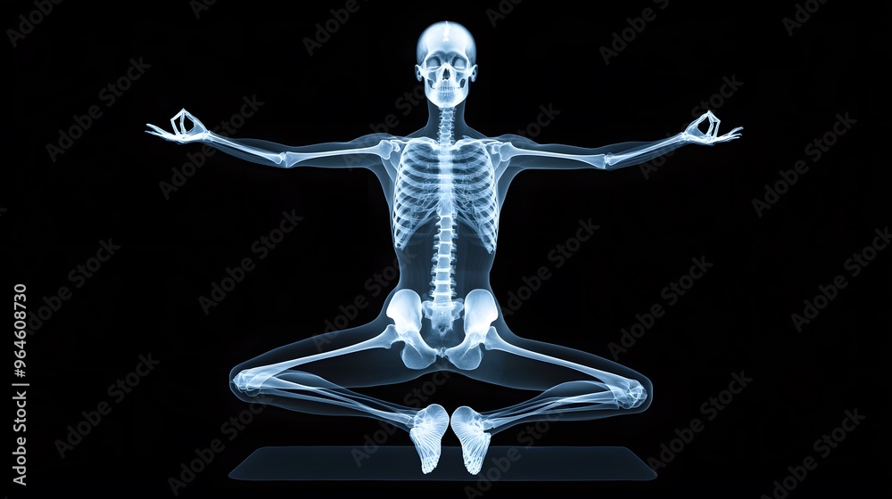 X-Ray of Yoga Pose: An X-ray depiction of a person holding a yoga pose ...