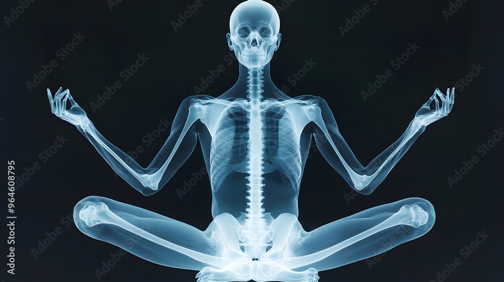 X-Ray of Yoga Pose: An X-ray depiction of a person holding a yoga pose ...