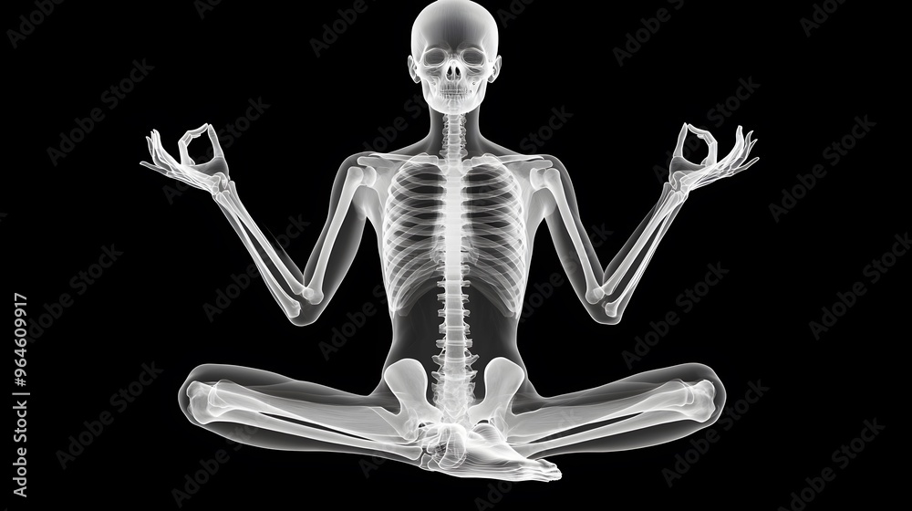 X-Ray of Yoga Pose: An X-ray depiction of a person holding a yoga pose ...
