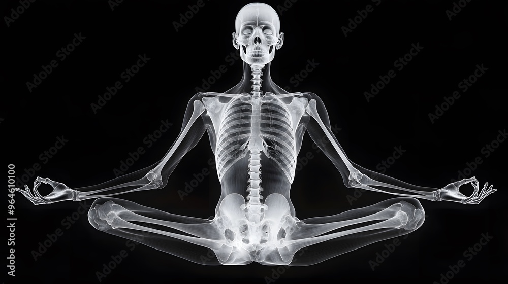 X-Ray of Yoga Pose: An X-ray depiction of a person holding a yoga pose ...