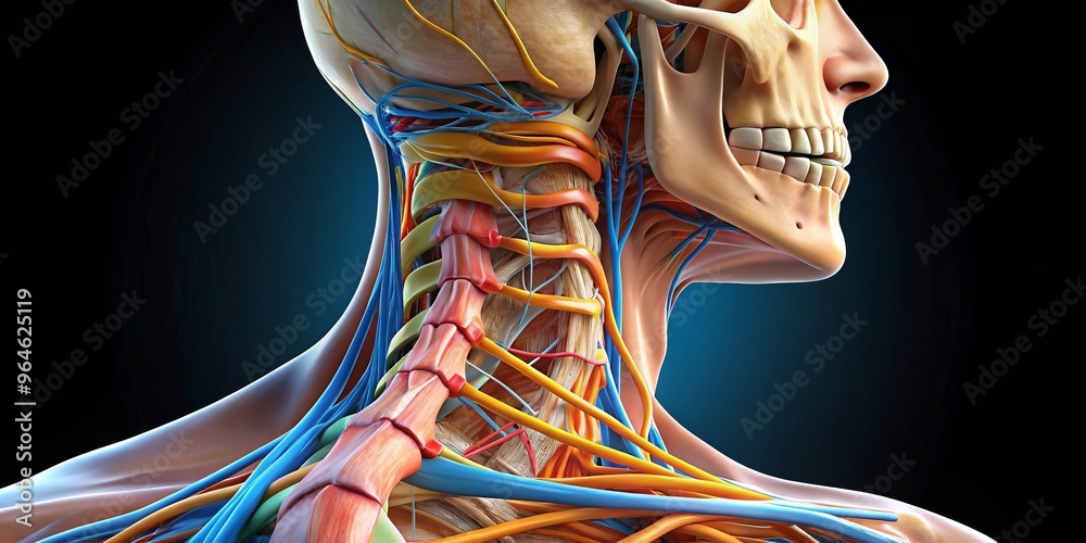 Cervical spine anatomy diagram illustration detailed illustration of ...