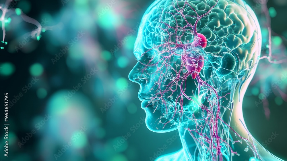 Human Brain Anatomy 3D Illustration Neural Pathways Brain Cells Neurons Neurological System ...