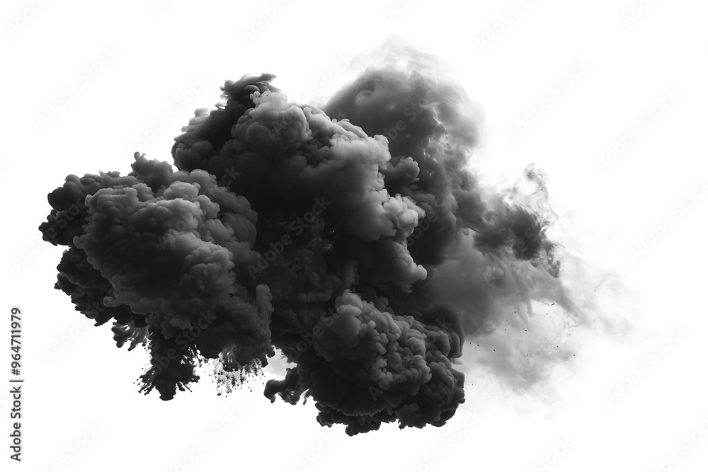 Dense black smoke cloud isolated on transparent background Stock ...
