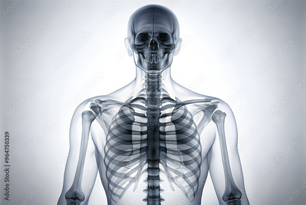 Minimalist blank X-ray image with soft shadows on a pure white ...