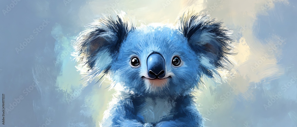 Ilustración de Stock realistic illustration of a blue stuffed koala ...
