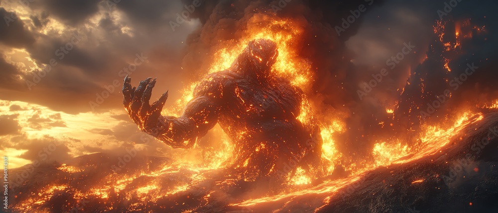 Mythical creature with dragonlike features, making the rock hand ...