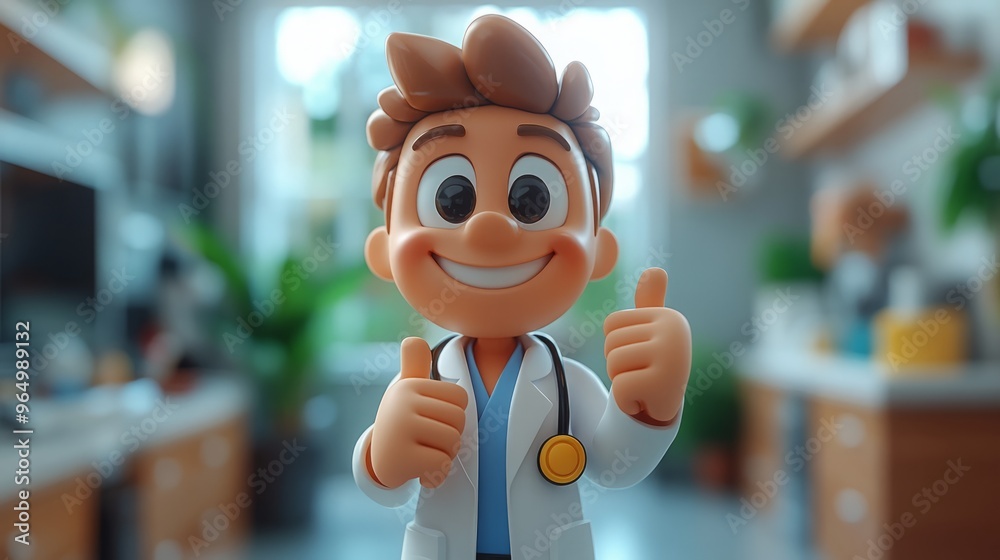 Cartoon Hand with Thumb Up Gesture, Doctor Approval Icon, Isolated 3D ...