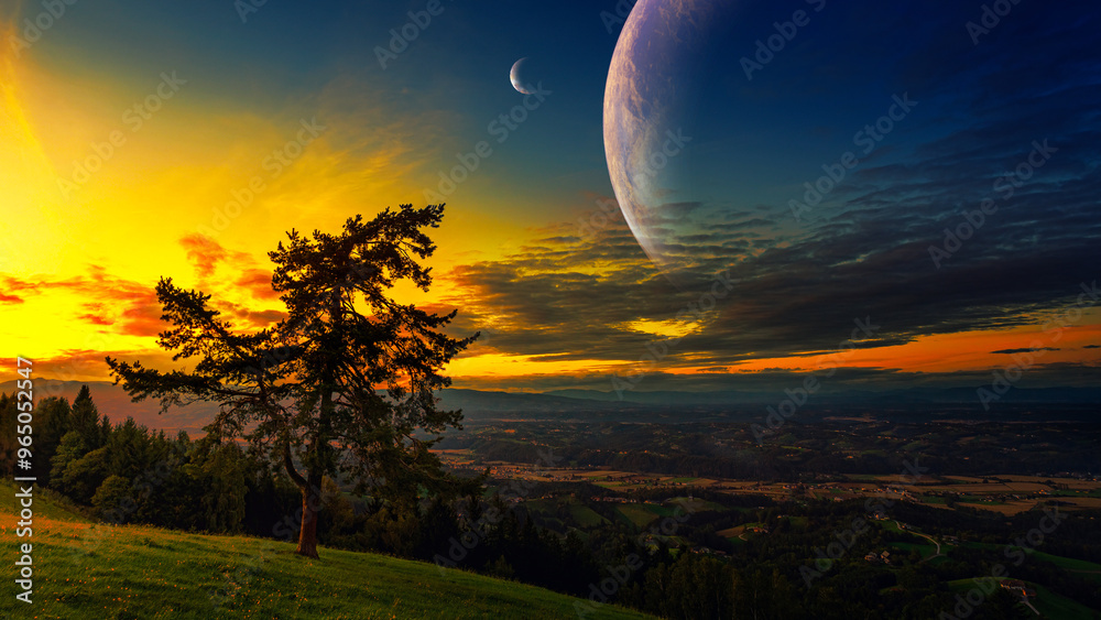 HD Space wallpaper for desktop, Alien landscape with giant planet ...