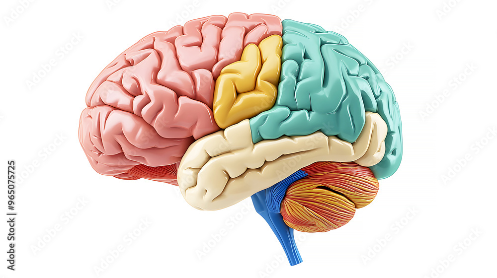 diagram of the human brain with functional regions labeled, such as the ...