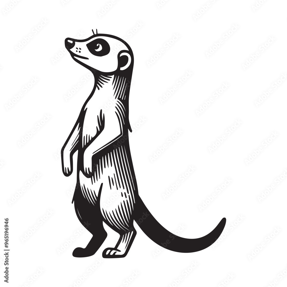 Cute Meerkat Outline Design - Meerkat Vector Illustration in black and ...