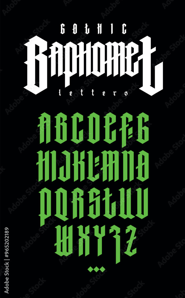 Gothic style alphabet. Vector. Letters and symbols on a black ...