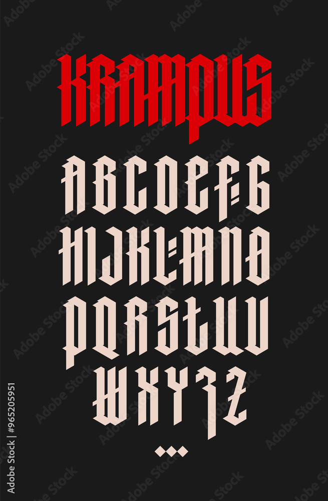 Gothic, English alphabet. Medieval Latin letters. Signs and symbols for tattoos. Old European ...