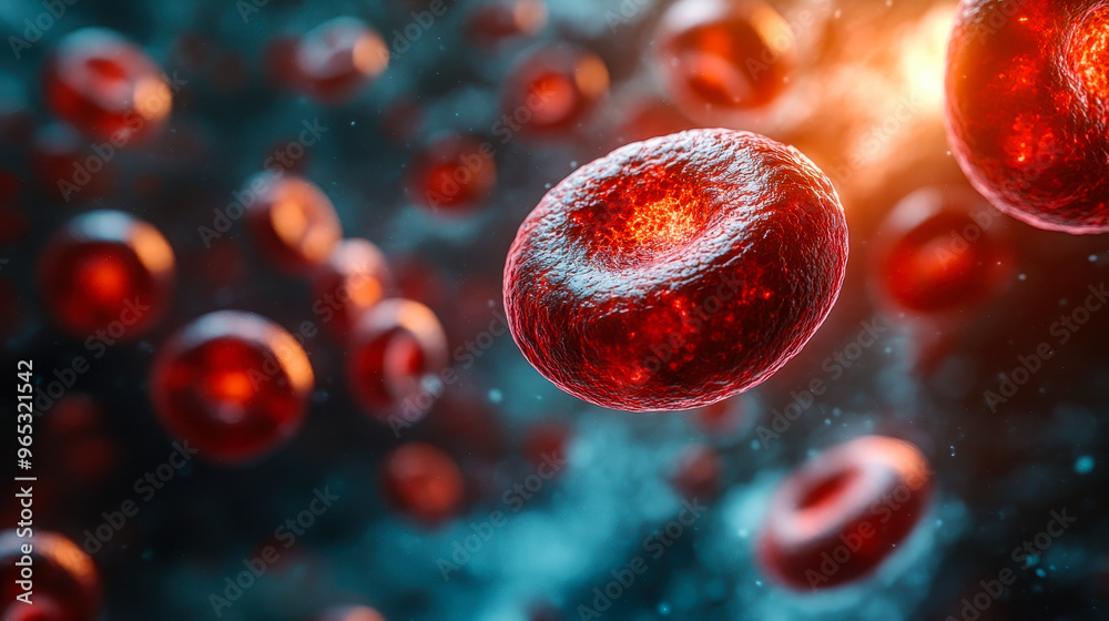 Close-up Visualization of Red Blood Cells Depicting Anemia Deficiency ...