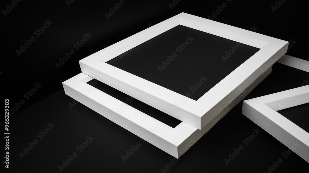 High Contrast Black and White Frame with Rounded Corners on Black ...