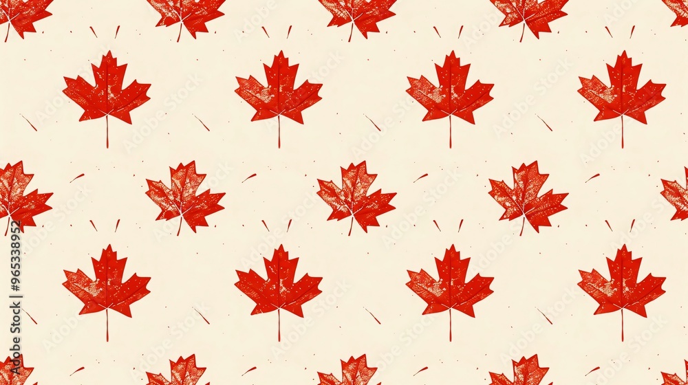 Seamless Canadian flag patterns on a neutral background, creating a ...