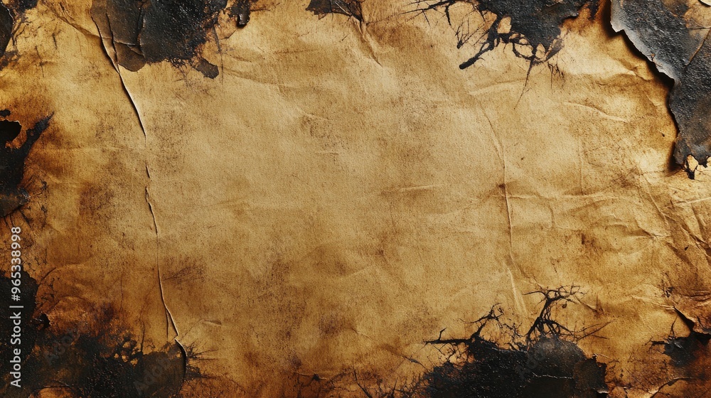 Burned Paper Texture with Black Ink Splatter and Wrinkles for ...